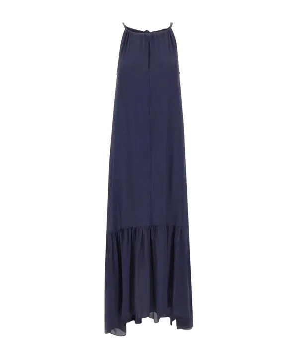KAOS Ruffled Hem Long Dress - Dark Blue