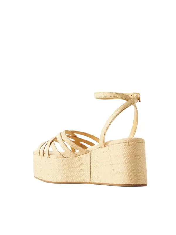 LOEFFLER RANDALL Natural Raffia Wedge Sandals