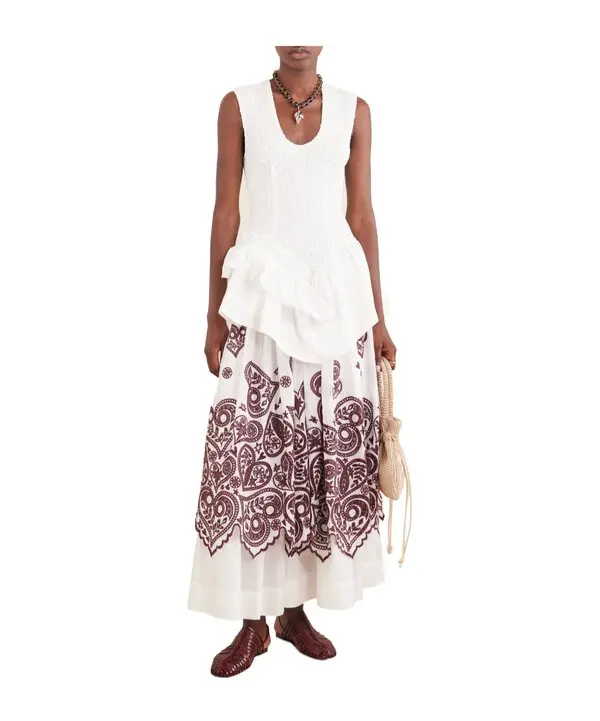 ALEMAIS Embroideredaccent Midi Skirt