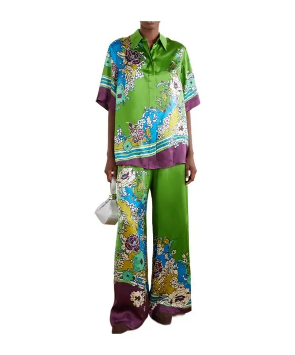 ALEMAIS Floral-print Silk-satn Wide-leg Pants
