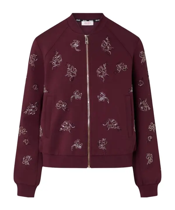Liu Jo Rhinestone Floral Sweatshirt - Purple-red