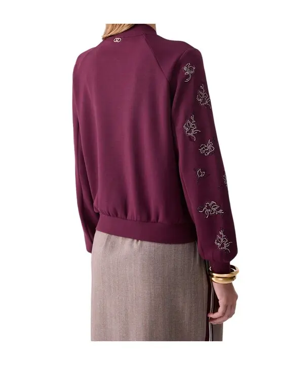 Liu Jo Rhinestone Floral Sweatshirt - Purple-red