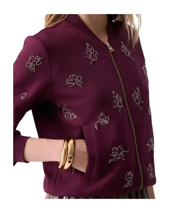 Liu Jo Rhinestone Floral Sweatshirt - Purple-red