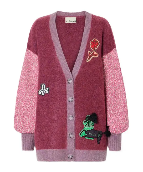 ALEMAIS Alémais Patterned Button-front Knit Cardigan - Red