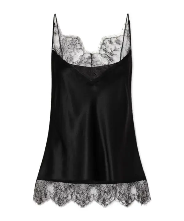 Carine Gilson Lace-trimmed Silk-satin Camisole