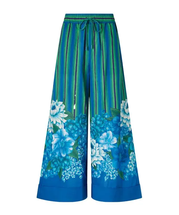 ALEMAIS Margo Floral-print Striped Trousers