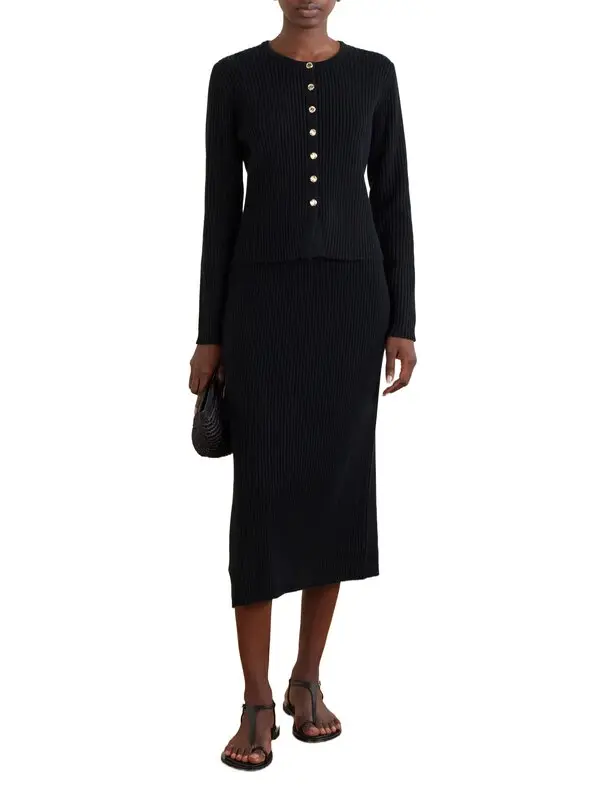 ALLUDE Singlebreasted Knit Cardigan