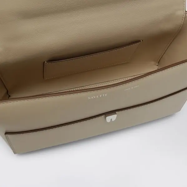 Savette Top Handle Clutch Bag - Bone Beige
