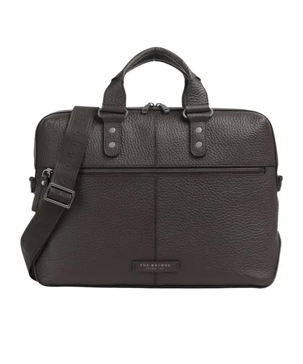THE BRIDGE Zippered Briefcase - Mocha