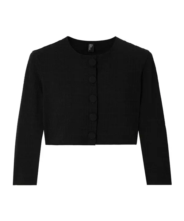 Lisa Marie Fernandez Cropped Seersucker Cardigan - Black