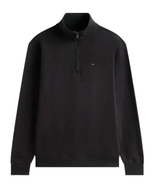 Tommy Hilfiger Flag Fleece Half-zip Jumper - Black