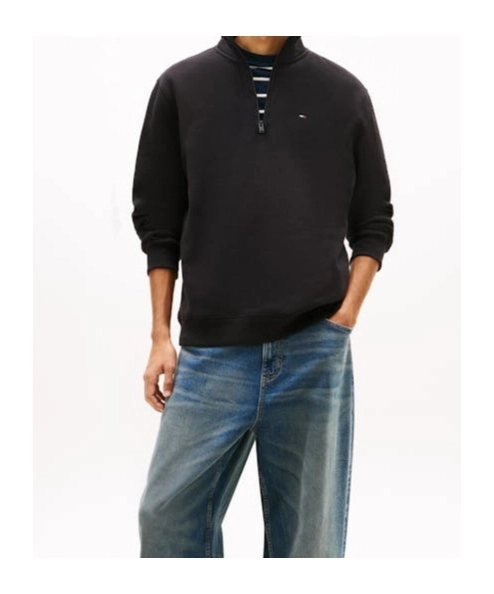 Tommy Hilfiger Flag Fleece Half-zip Jumper - Black