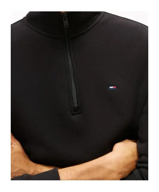 Tommy Hilfiger Flag Fleece Half-zip Jumper - Black