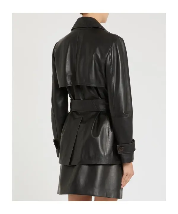 Marella Lace-up Lapel Leather Jacket
