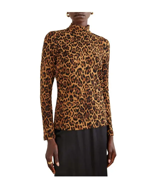 Anna Sui Animal Print Turtleneck Sweater
