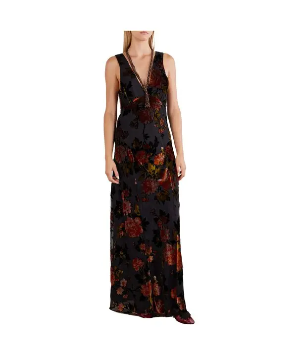 Anna Sui Velvet Devoré Maxi Dress - Black
