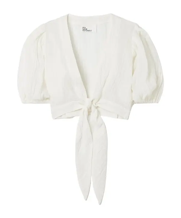 Lisa Marie Fernandez Crinkled Cropped Blouse