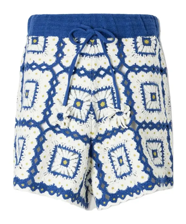 ALEMAIS Dolly Crocheted Cotton Shorts - White