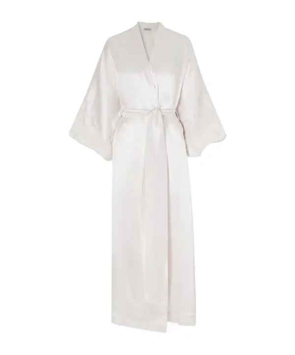 Carine Gilson Paletoned Satin Long Robe - White