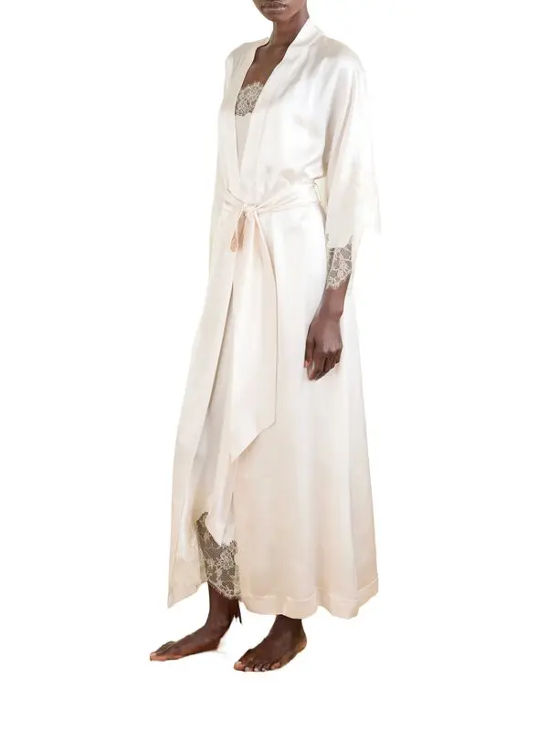 Carine Gilson Paletoned Satin Long Robe