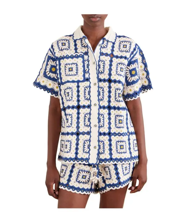 ALEMAIS Alemrais Dolly Crochet Cotton Shirt - White
