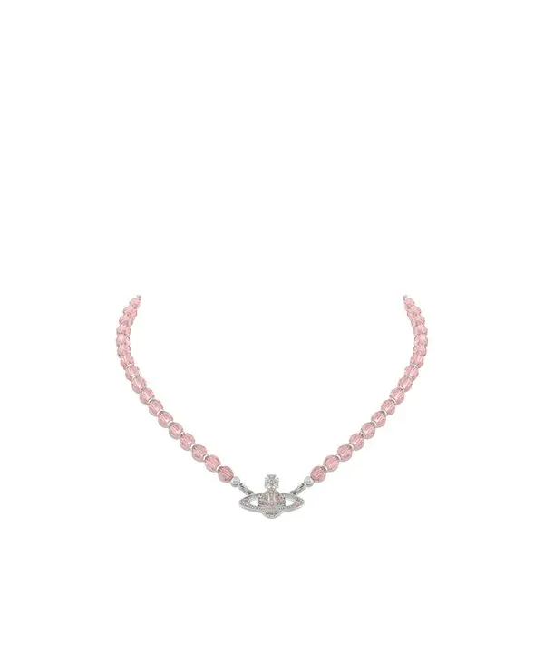 VIVIENNE WESTWOOD Messaline Beaded Choker Necklace - Pink