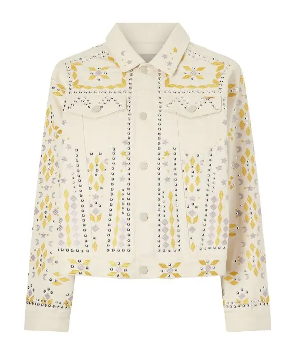 MOTHER The Bruiser Appliquéd Studded Denim Jacket
