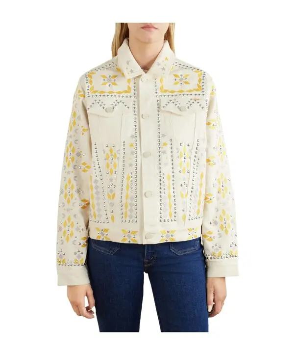 MOTHER The Bruiser Appliquéd Studded Denim Jacket