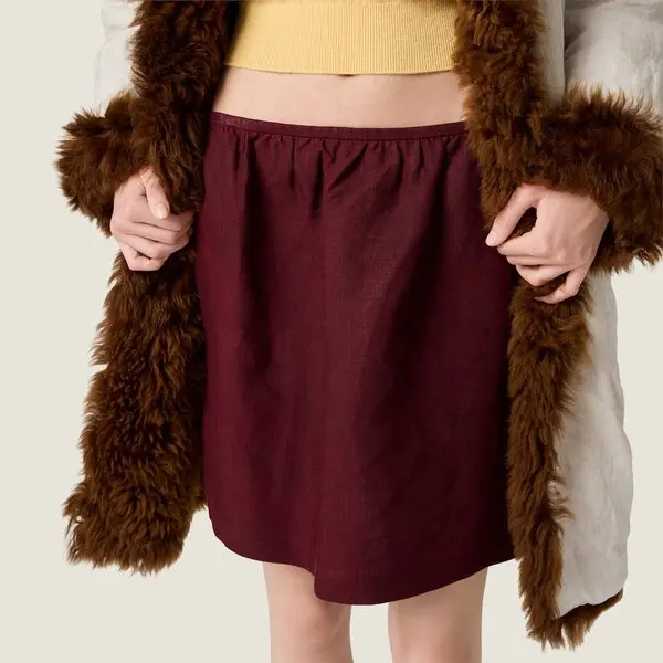 Miu Miu Linen Skirt - Burgundy