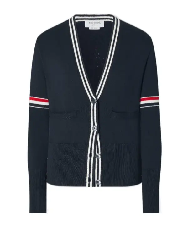Thom Browne Sailboat-jacquard Rwb-stripe Cardigan