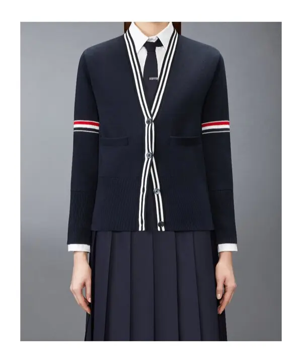 Thom Browne Sailboat-jacquard Rwb-stripe Cardigan