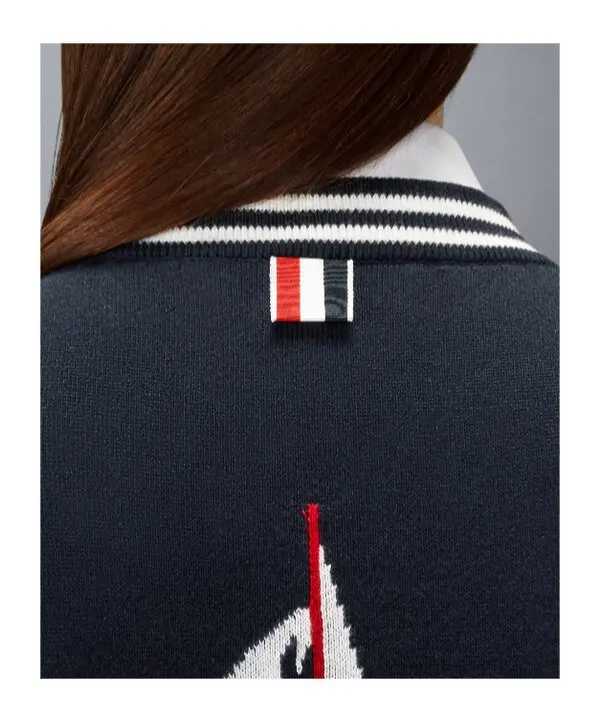 Thom Browne Sailboat-jacquard Rwb-stripe Cardigan