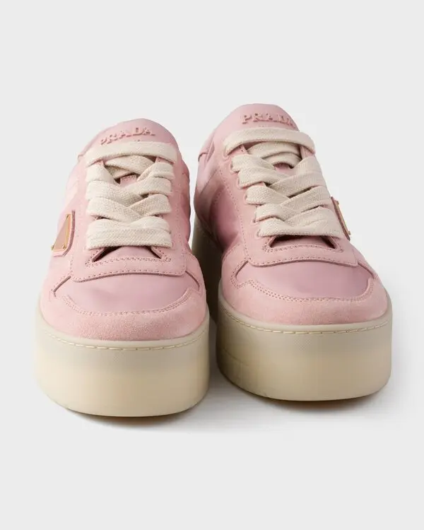 Prada Downtown Bold Re-nylon And Suede Sneakers