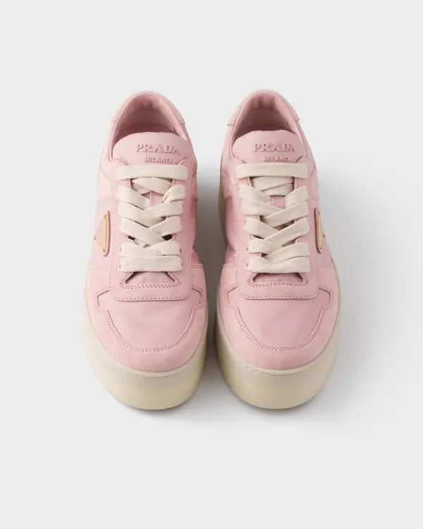Prada Downtown Bold Re-nylon And Suede Sneakers
