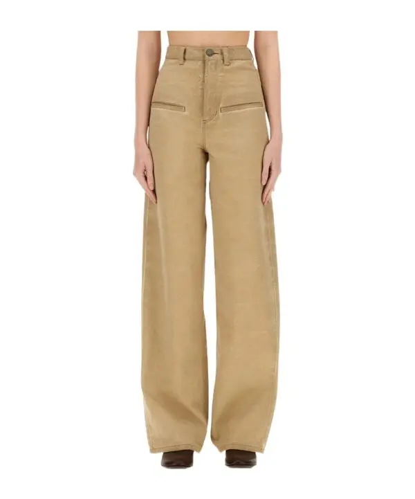 UMA WANG Wide-leg Belt-loop Denim Trousers - Nude