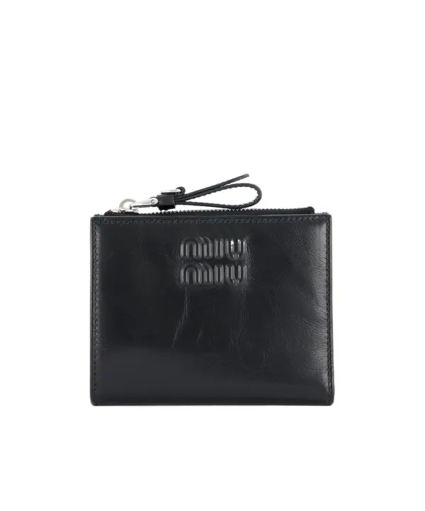 Miu Miu Small Logo-embossed Leather Wallet