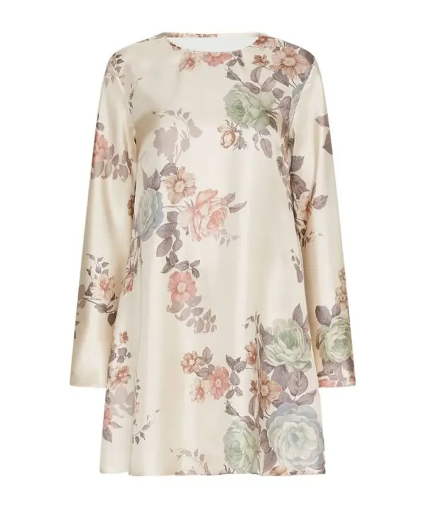 Marella Printed Long-sleeve Dress - Nude