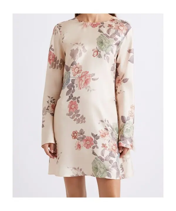 Marella Printed Long-sleeve Dress - Nude