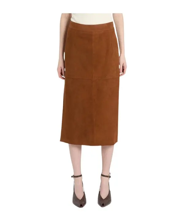 Marella High-waisted Skirt - Brown