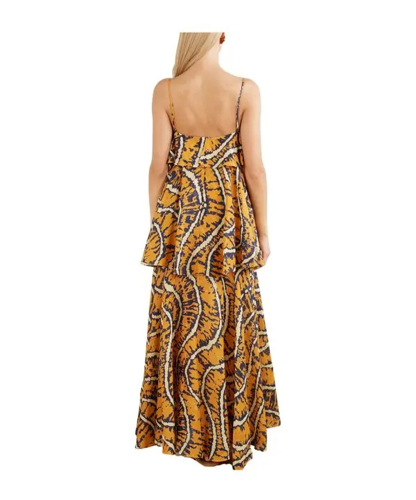 ALEMAIS Printed Ramie Maxi Dress