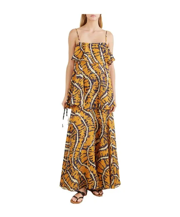 ALEMAIS Printed Ramie Maxi Dress