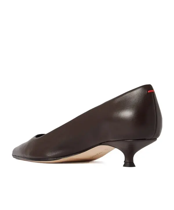 AeydĒ Squaretoe Thinheel Leather Pumps - Black