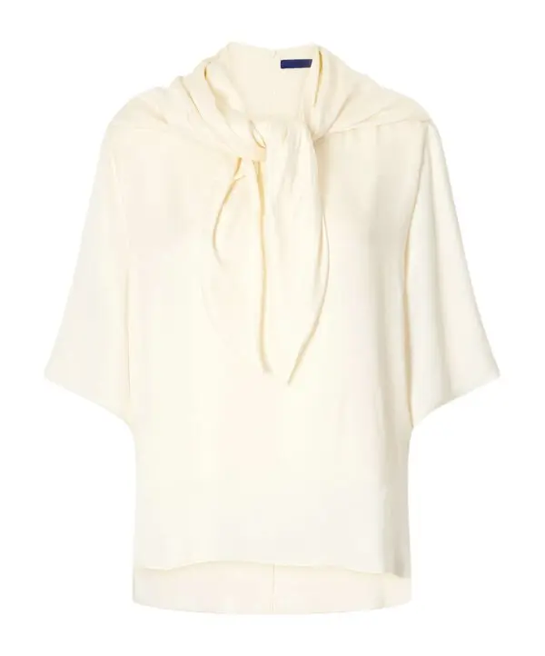 Sharon Wauchob Scarf-detailed Satin T-shirt - White
