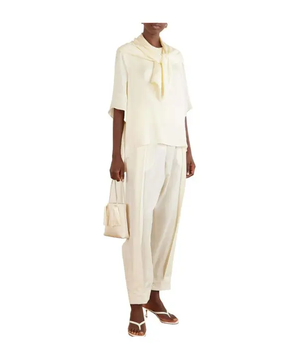 Sharon Wauchob Scarf-detailed Satin T-shirt - White