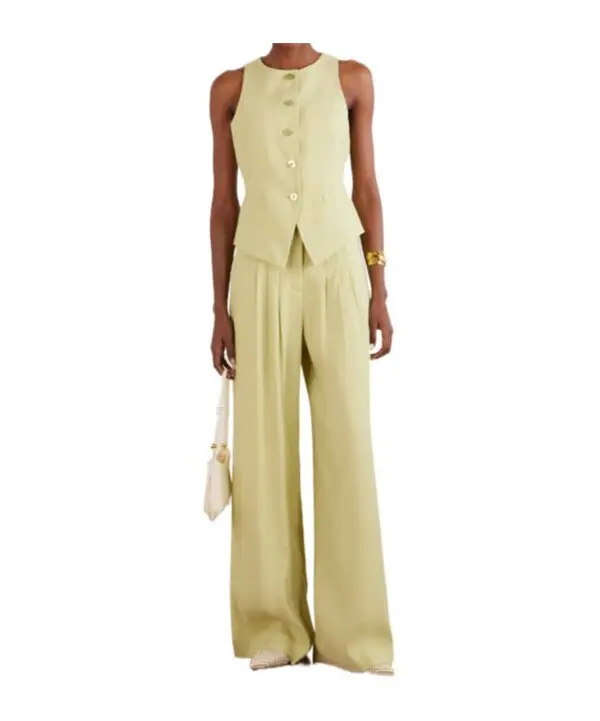 Veronica Beard Linen-blend Twill Wide-leg Pants - Green