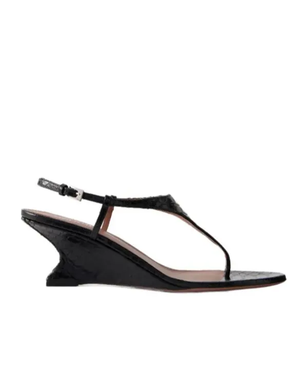 Paris Texas Snake-effect Leather Thong Sandals