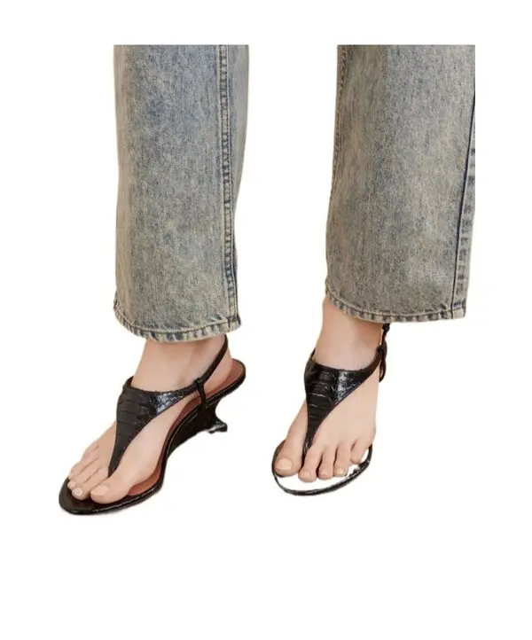 Paris Texas Snake-effect Leather Thong Sandals