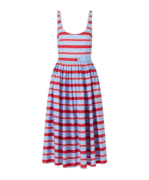 EMILIA WICKSTEAD Striped Midi Dress - Blue