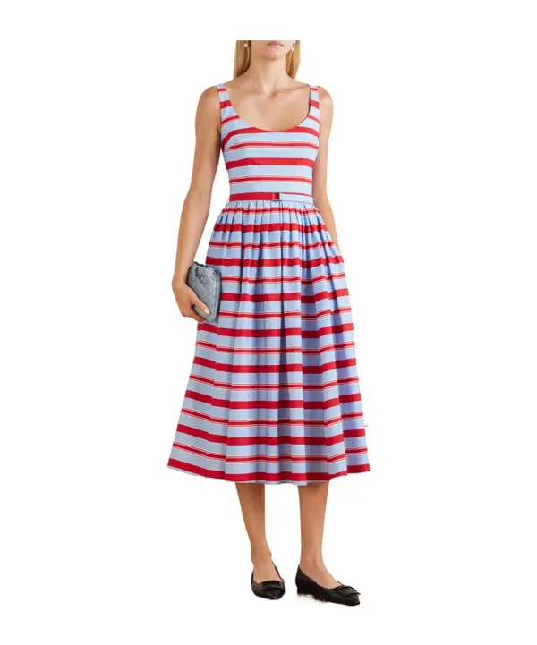 EMILIA WICKSTEAD Striped Midi Dress - Blue
