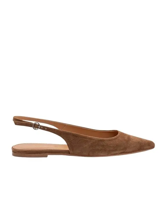 AeydĒ Squaretoe Suede Flats - Brown